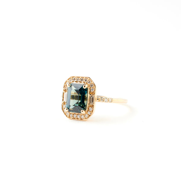 Athena Ring - 2.05 Carat Teal Emerald Cut Sapphire – Porter Gulch