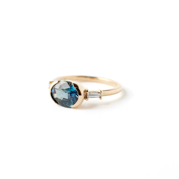 Lina Ring - 2.06 Carat Teal Blue Oval Sapphire – Porter Gulch