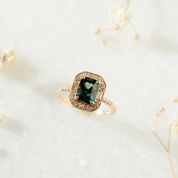 Athena Ring - 1.86 Carat Green-Teal Radiant Sapphire – Porter Gulch
